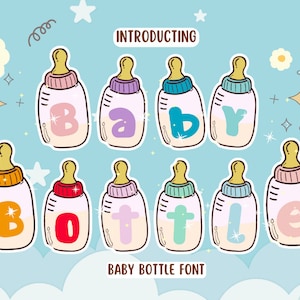 Baby Bottle Font Bubble Font Procreate, Cute Fonts for Cricut, Font ...
