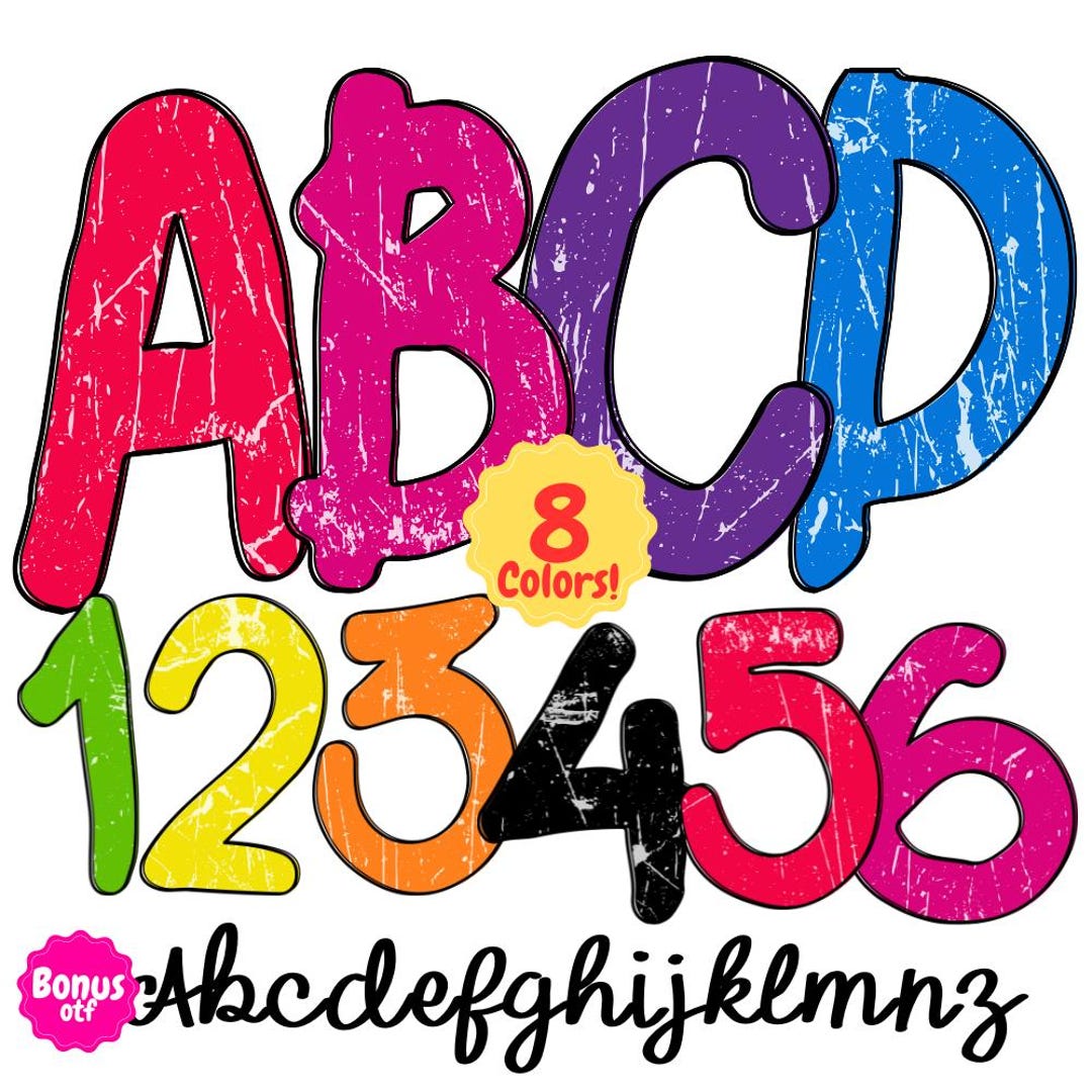 Colorful Distressed Doodle Alphabet & Grunge Bundle : Kindergarten ...