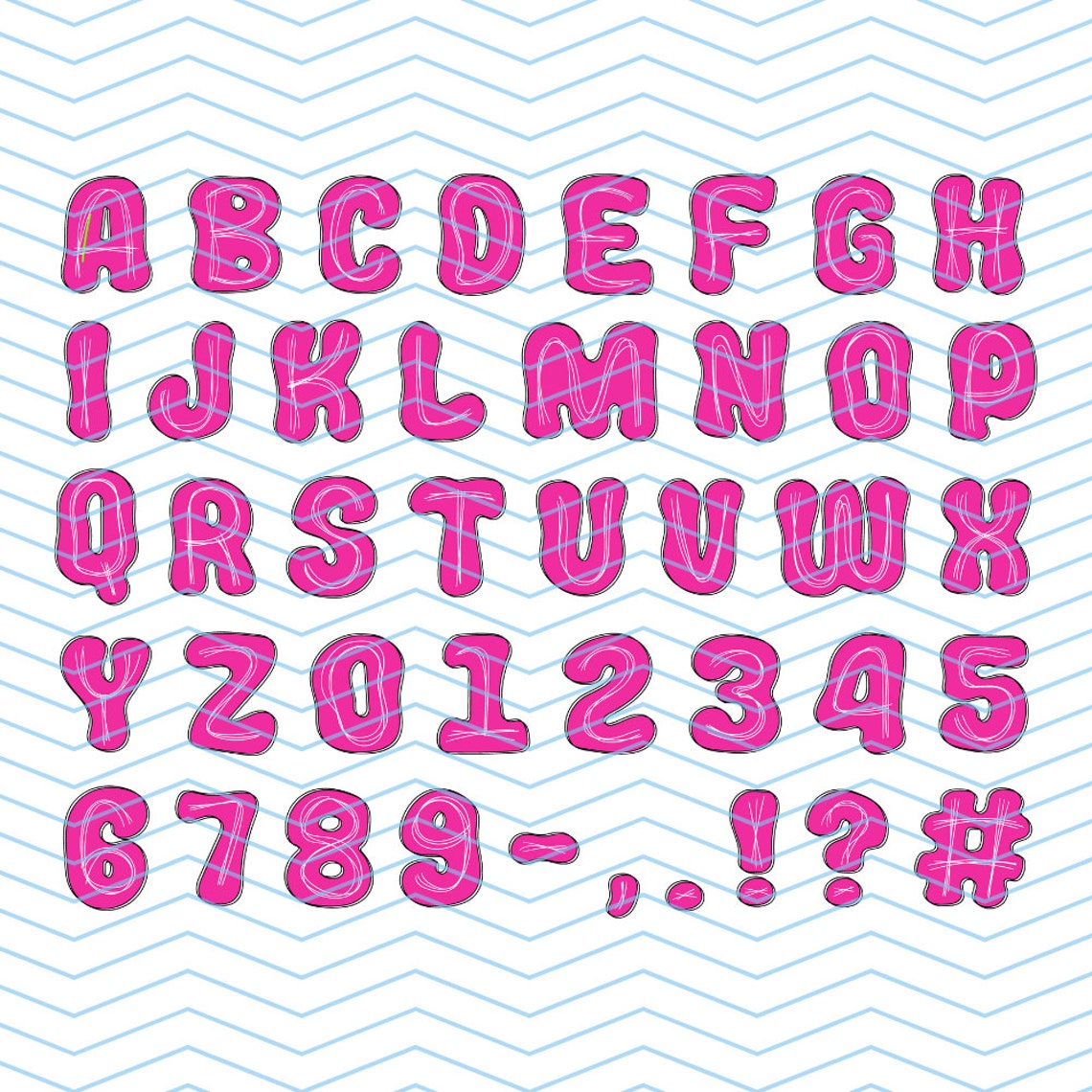 Neon Groovy Letters Png, Alpha Sets Bundle, Scribble Font Png, Bright ...