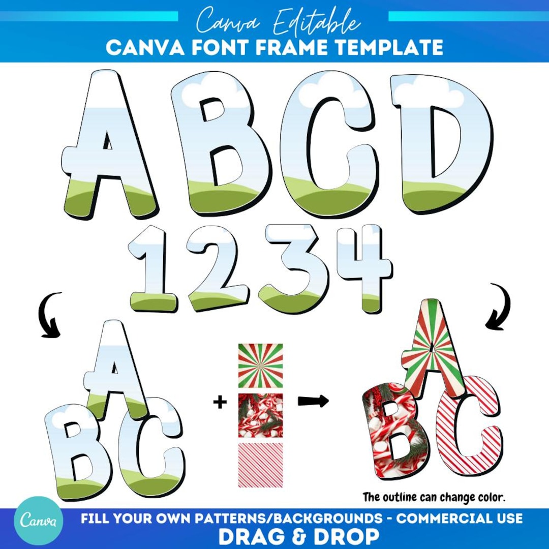 Canva Doodle Letter Alphabet Frame Editable Handwritten Font Template ...