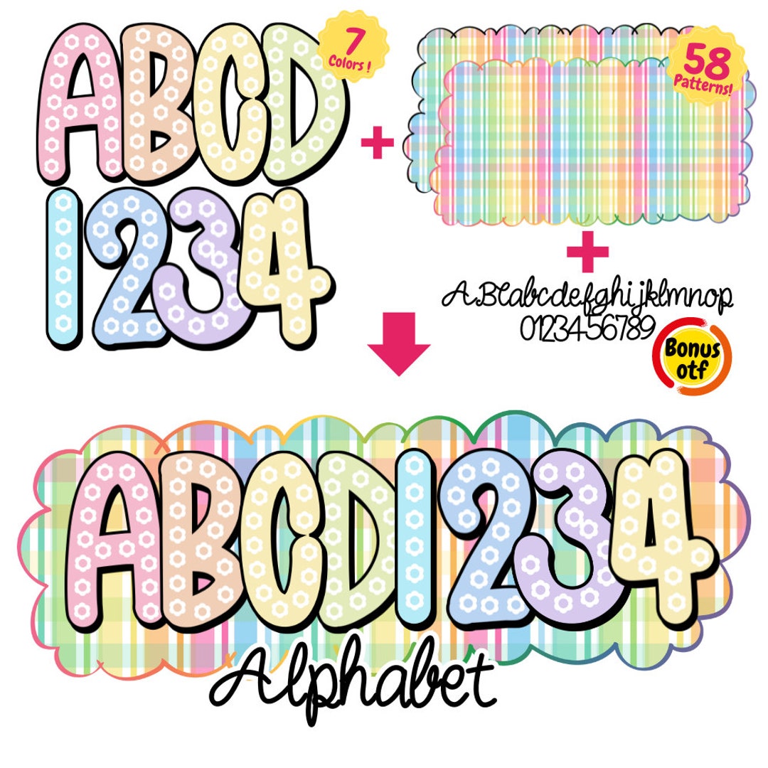 Bright Flower Dalmatian Dot Pastel Bundle With Checkered Background Png ...