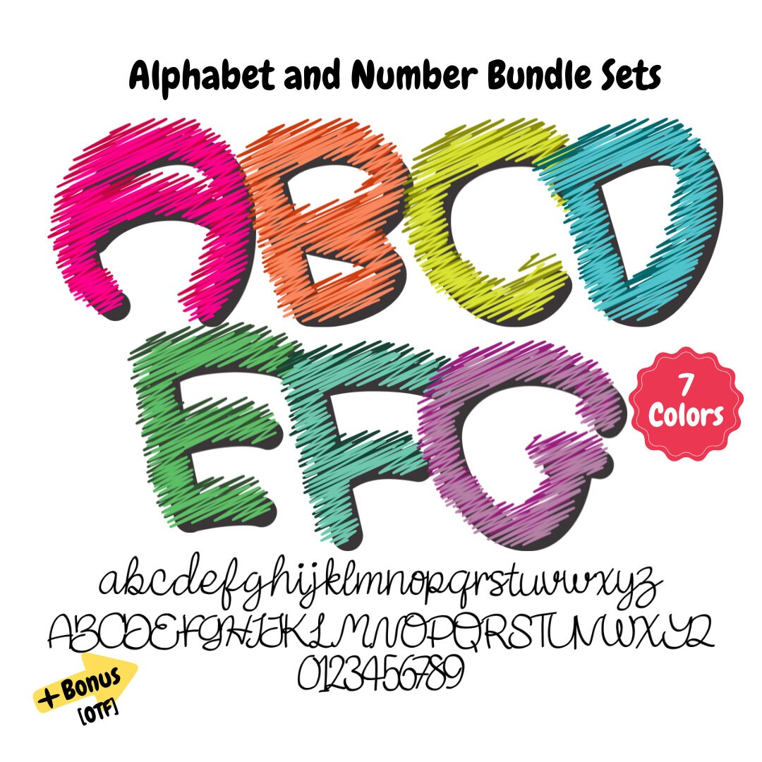 Scribble Doodle Font Png, Embroidery Fonts, Dog, Cat, Digital Download ...