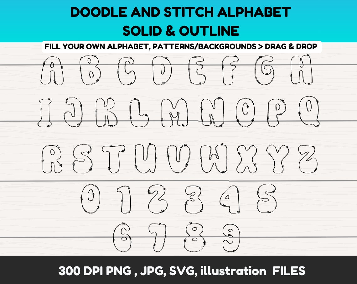 Blank Transparent Doodle Letters,doodle Alphabet Svg Instant Download ...