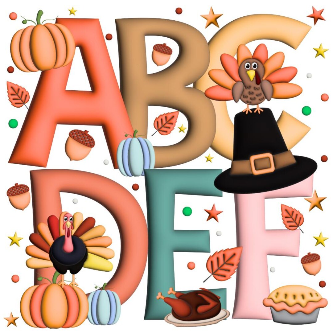 3D Inflated Thanksgiving Letters PNG| Thanksgiving Alphabet PNG ...