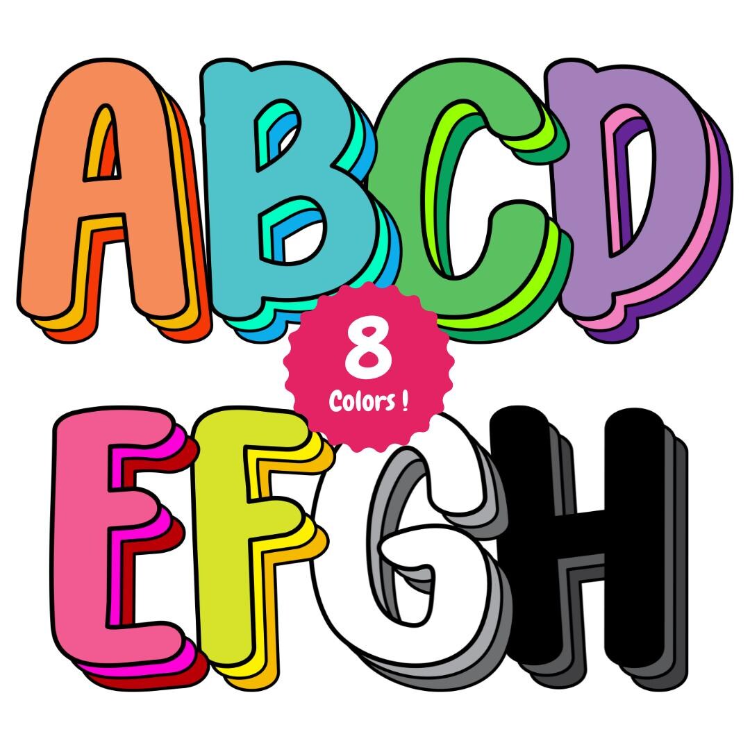 Neon Colorful Alphabet Doodle Font: Classic, Handwritten, Doodle ...