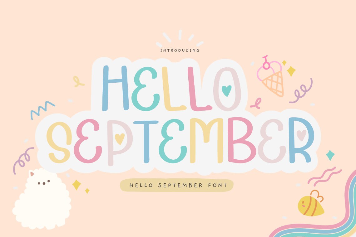 Hello September Bubble Font Procreate, Cute Fonts for Cricut, Font ...