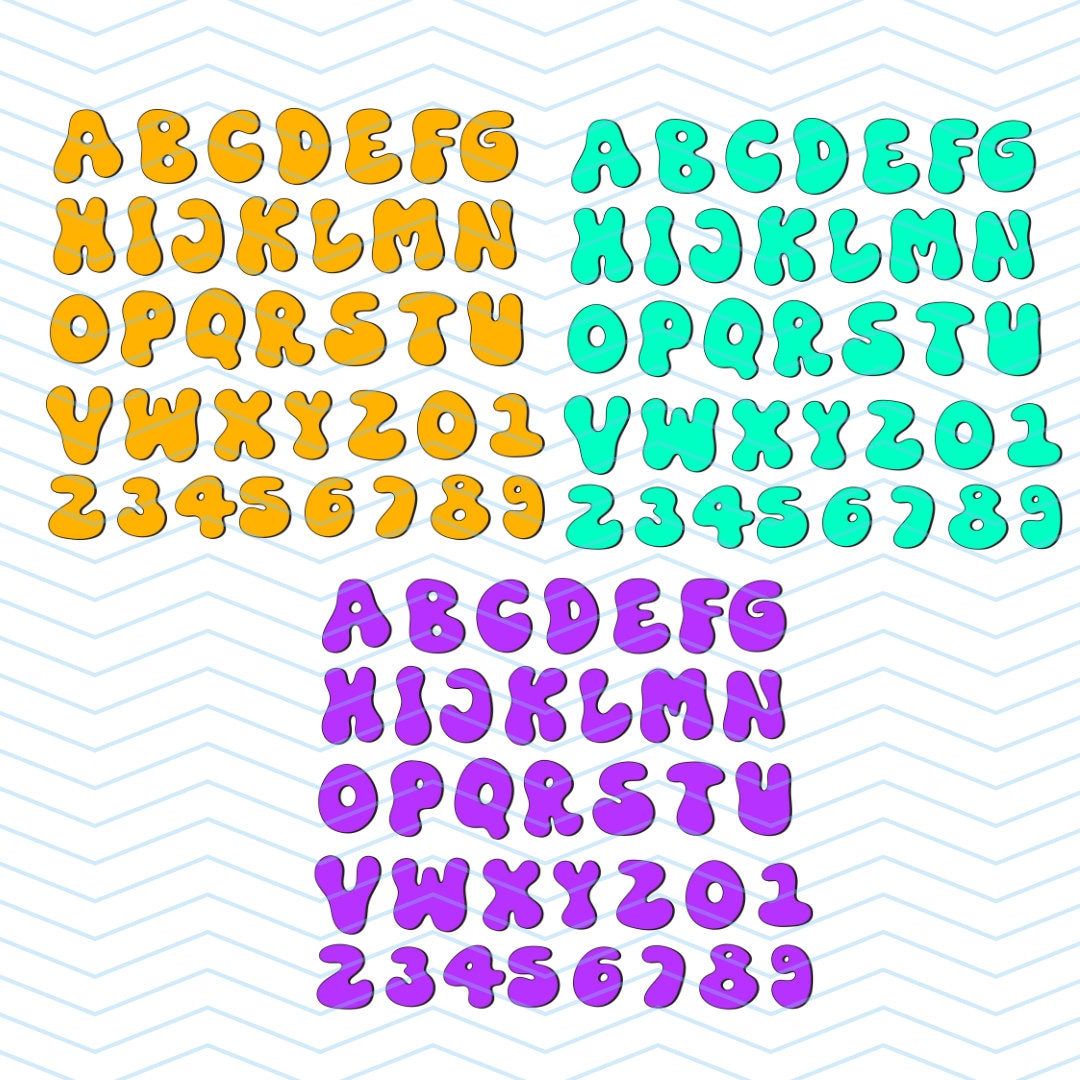 Groovy Alphabet Png, Retro Letters Png, Bright Neon Color Palette ...