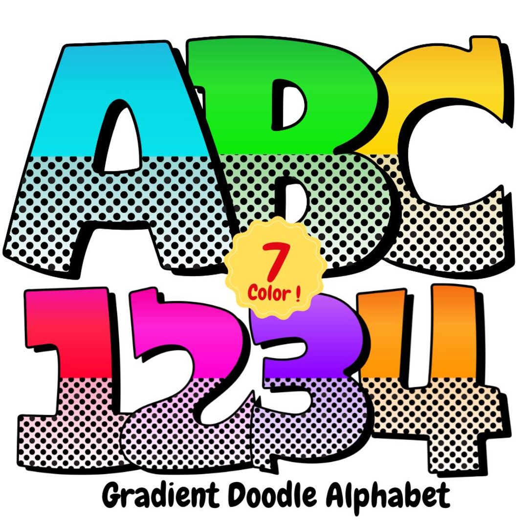 Neon Half Tone Bulletin Board Doodle Letters Back to School ...