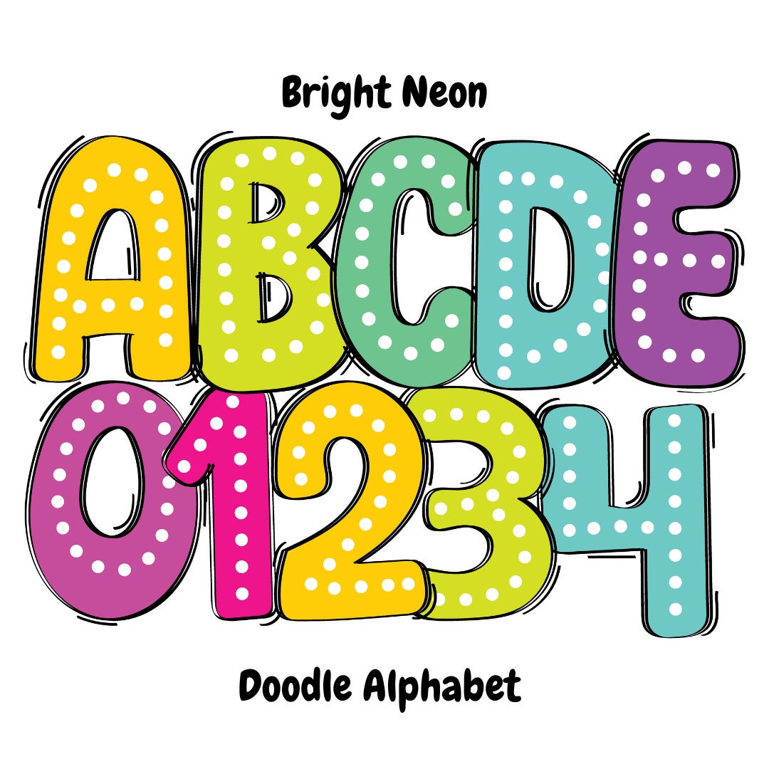 Bright Neon Alpha Set Png, Dalmatian Alphabet Bundle, Polka Dot ...