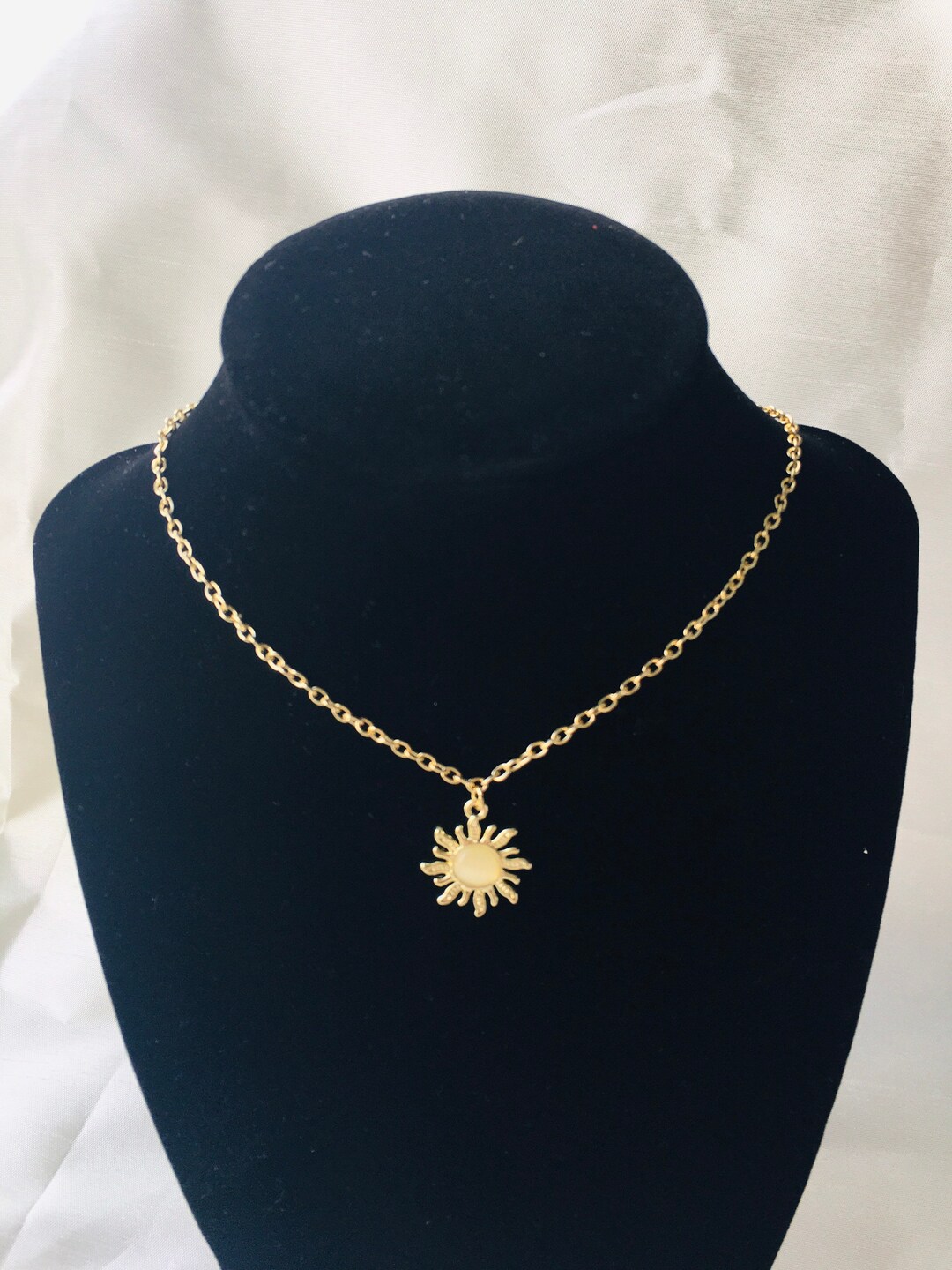 Abstract Gold Sun Gem Charm Pendant Necklace - Etsy