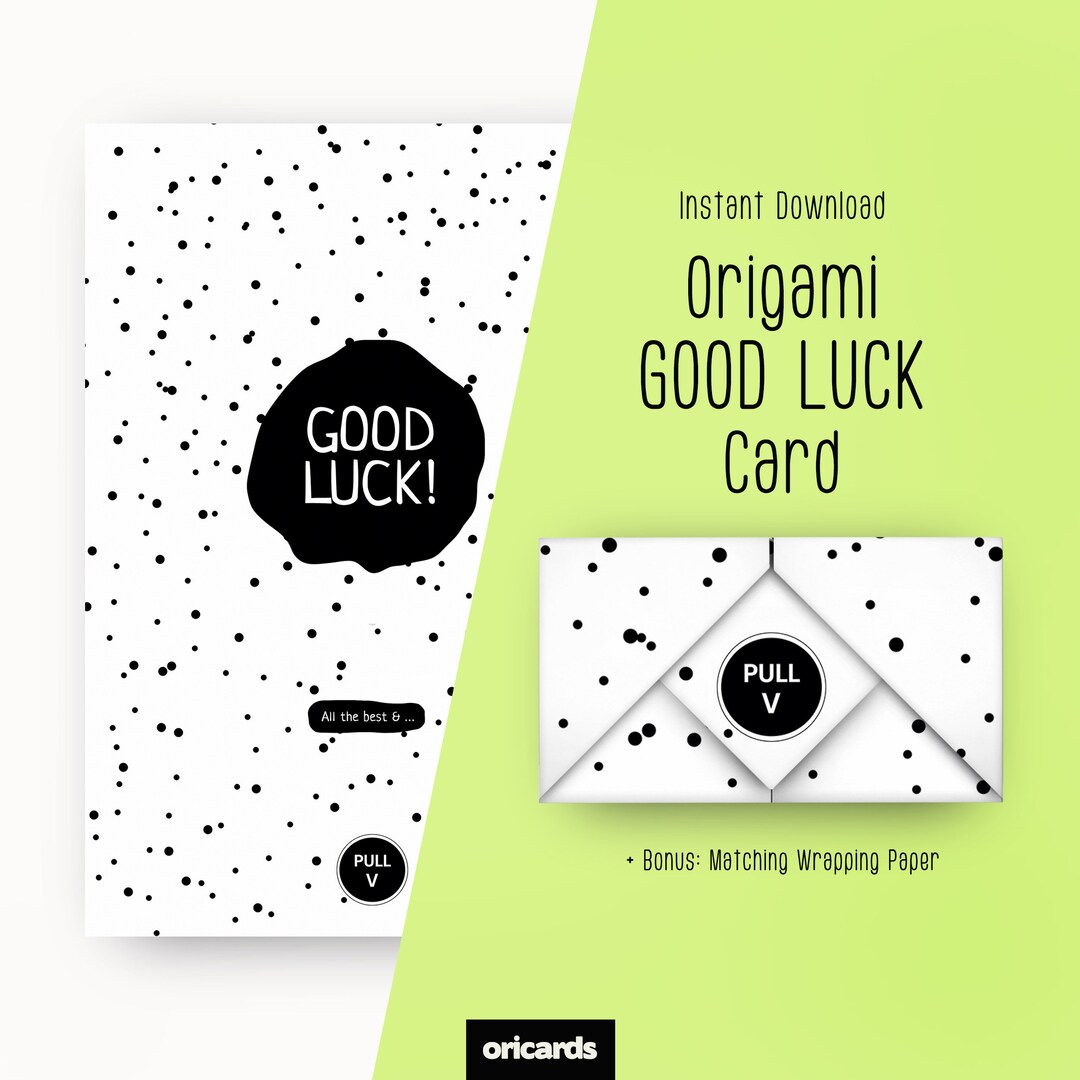 Origami Good Luck Card "blobs", Print at Home, Printable Download, Incl ...