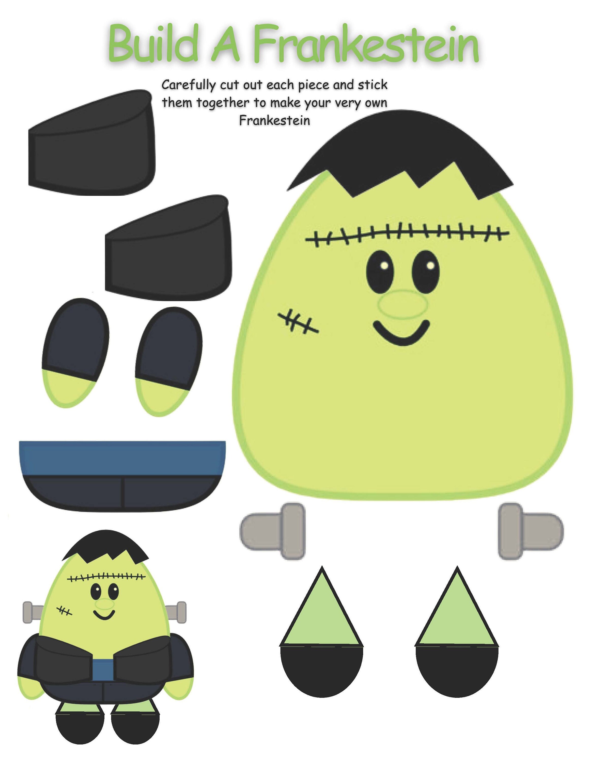 Build a Frankstein , Cut and Paste, Halloween Crafts, Cut and Paste ...