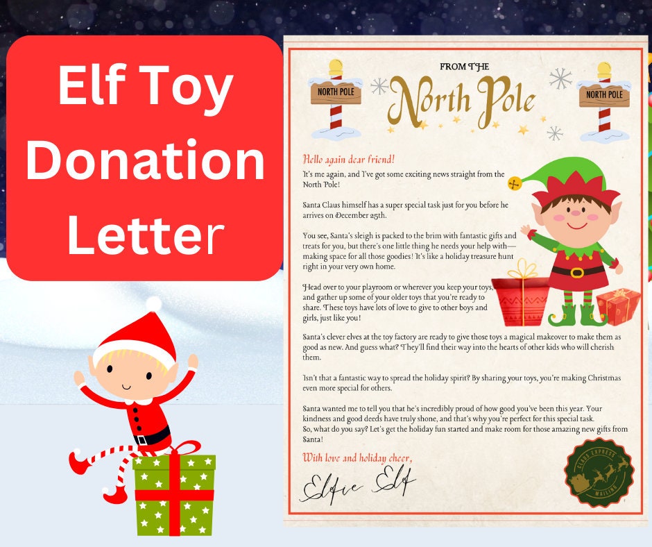 Elf Toy Donation Letter/ Elf Letter/ Christmas Letter/ Christmas Act of ...