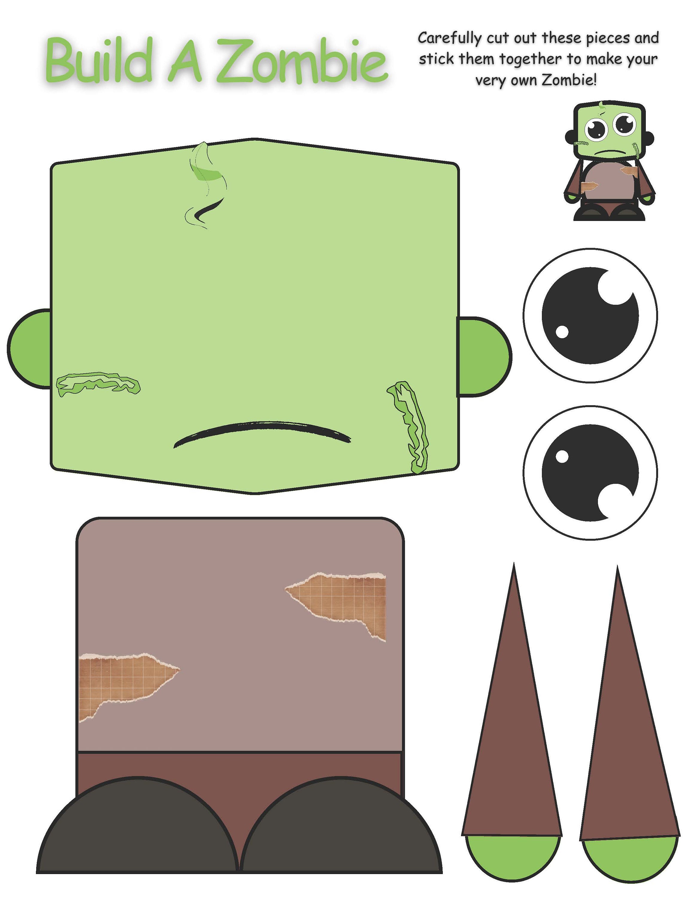 Build a Zombie Cut and Paste Halloween Crafts Cut and - Etsy