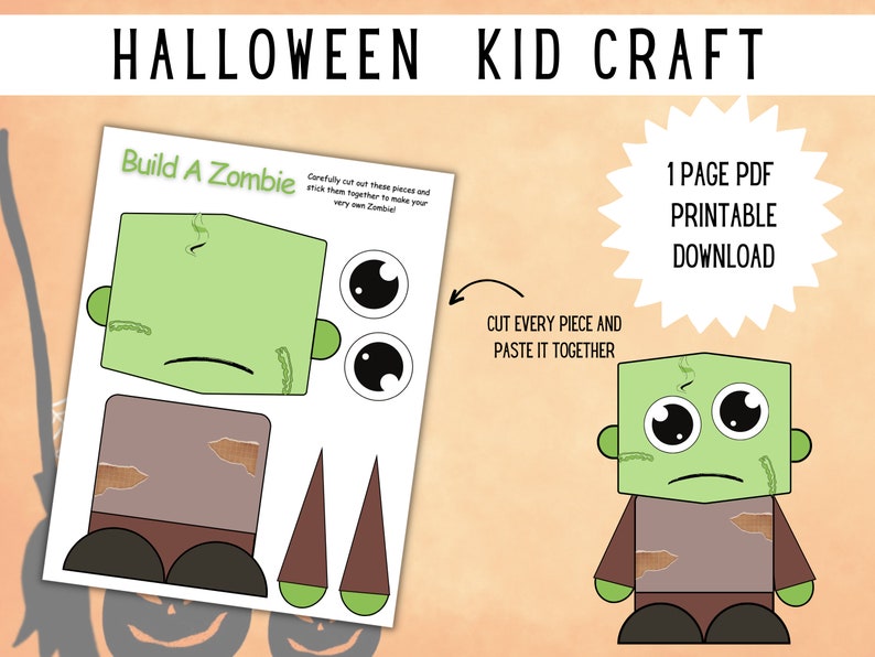 Build a Zombie Cut and Paste Halloween Crafts Cut and - Etsy