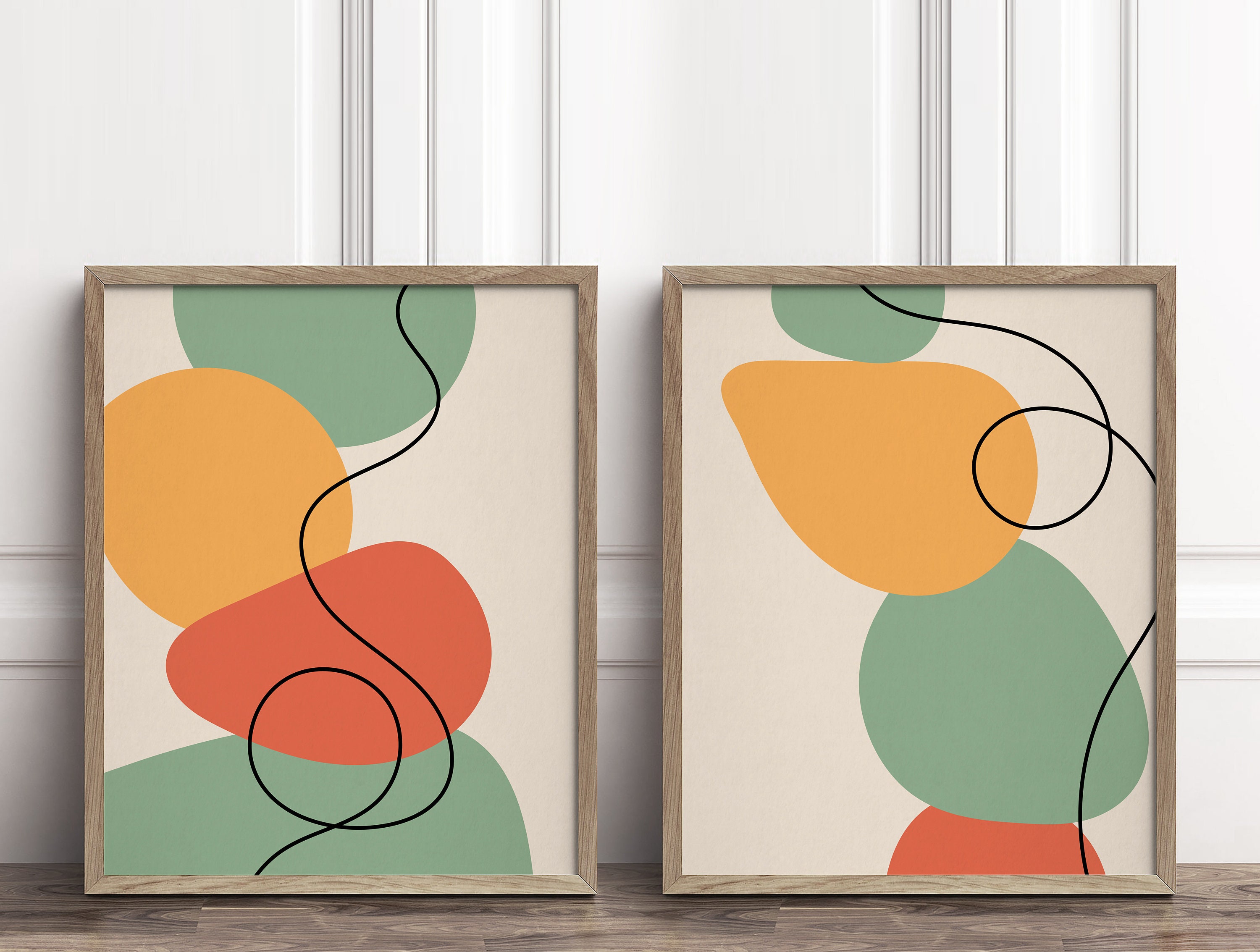 Modern Shapes Art Abstract Wall Art Modern Abstract Boho | Etsy