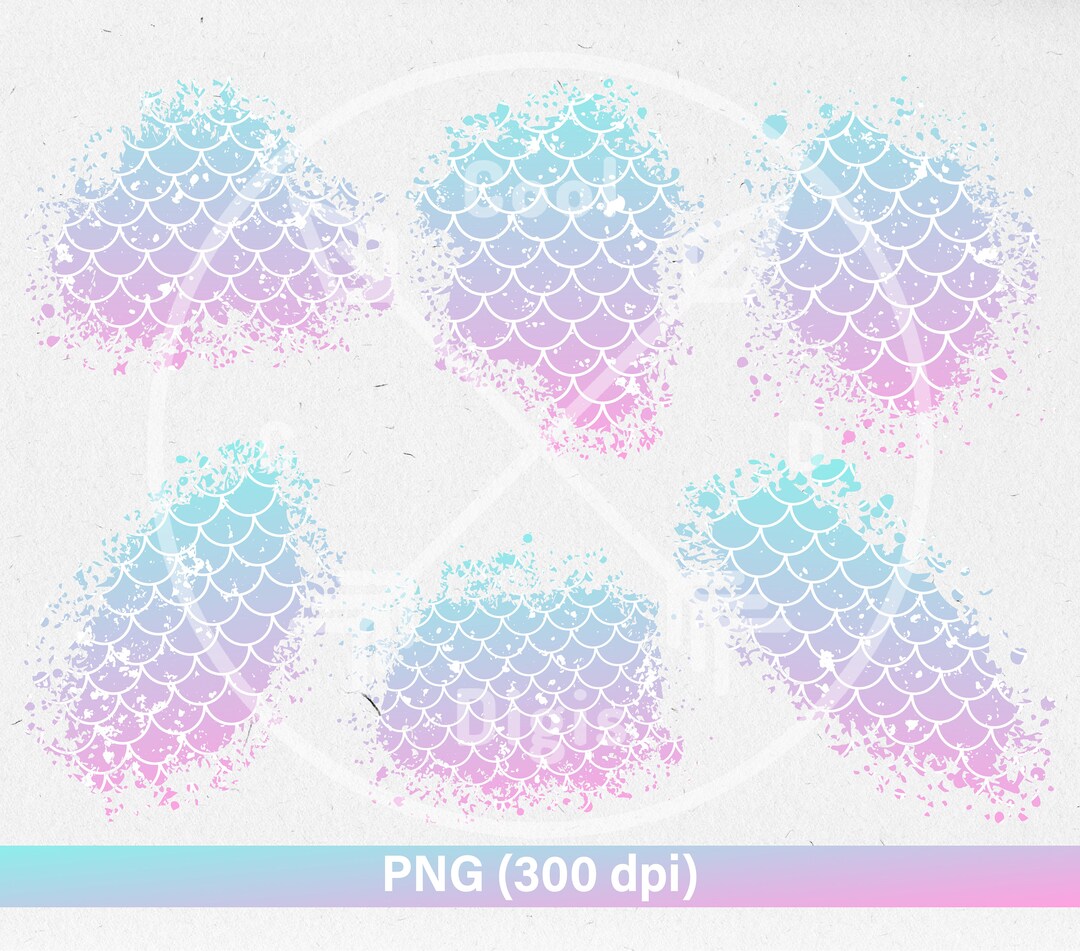 Mermaid Scales Print PNG Distressed Sublimation Patches, Mermaid ...
