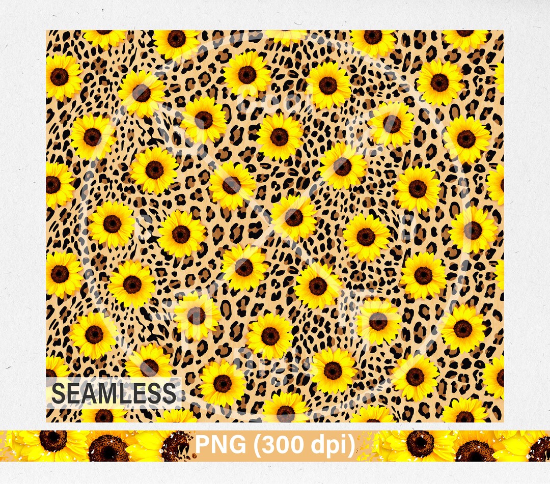 Seamless Leopard Sunflower Print Digital Sublimate Download, Sunflower ...