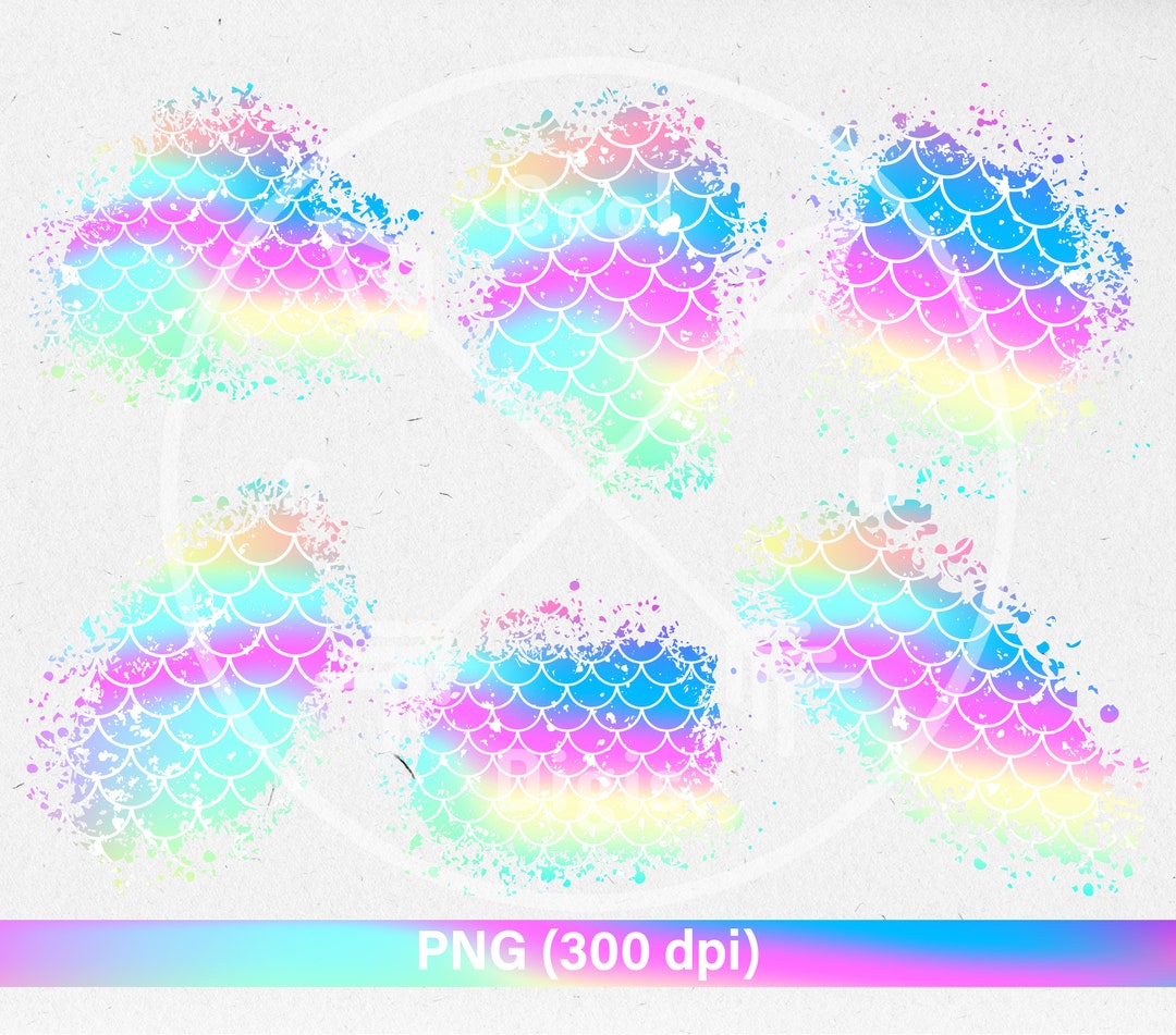 Mermaid Scales Patches PNG Neon Rainbow Sublimation, Mermaid Patches ...