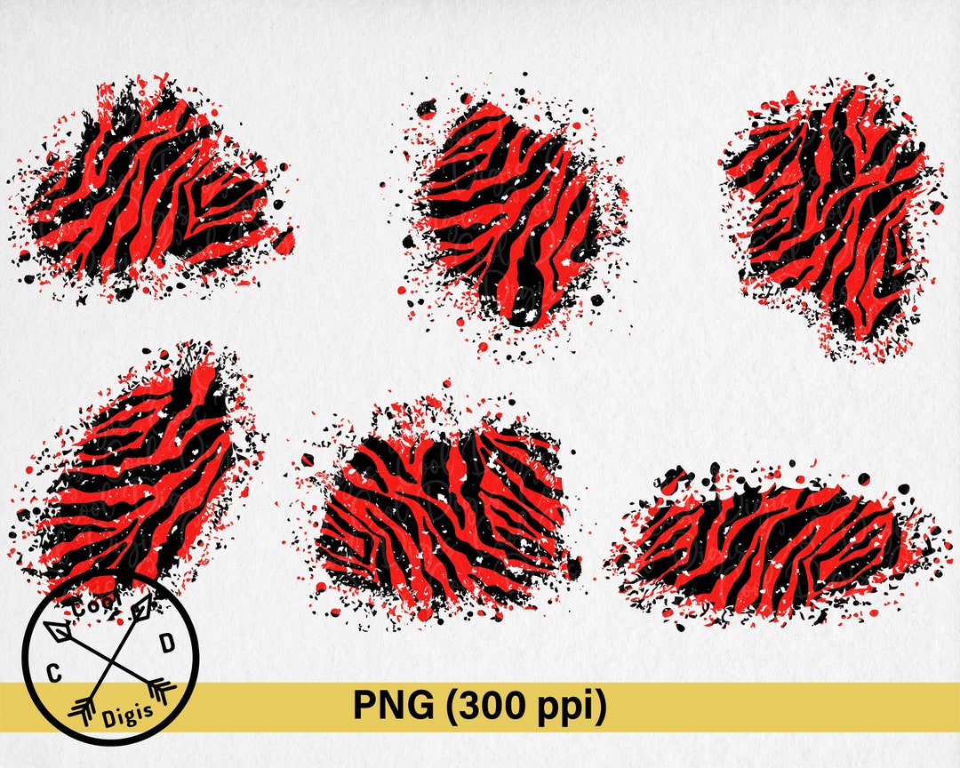 Tiger Red Stripes Print, Distressed Patches PNG - Etsy