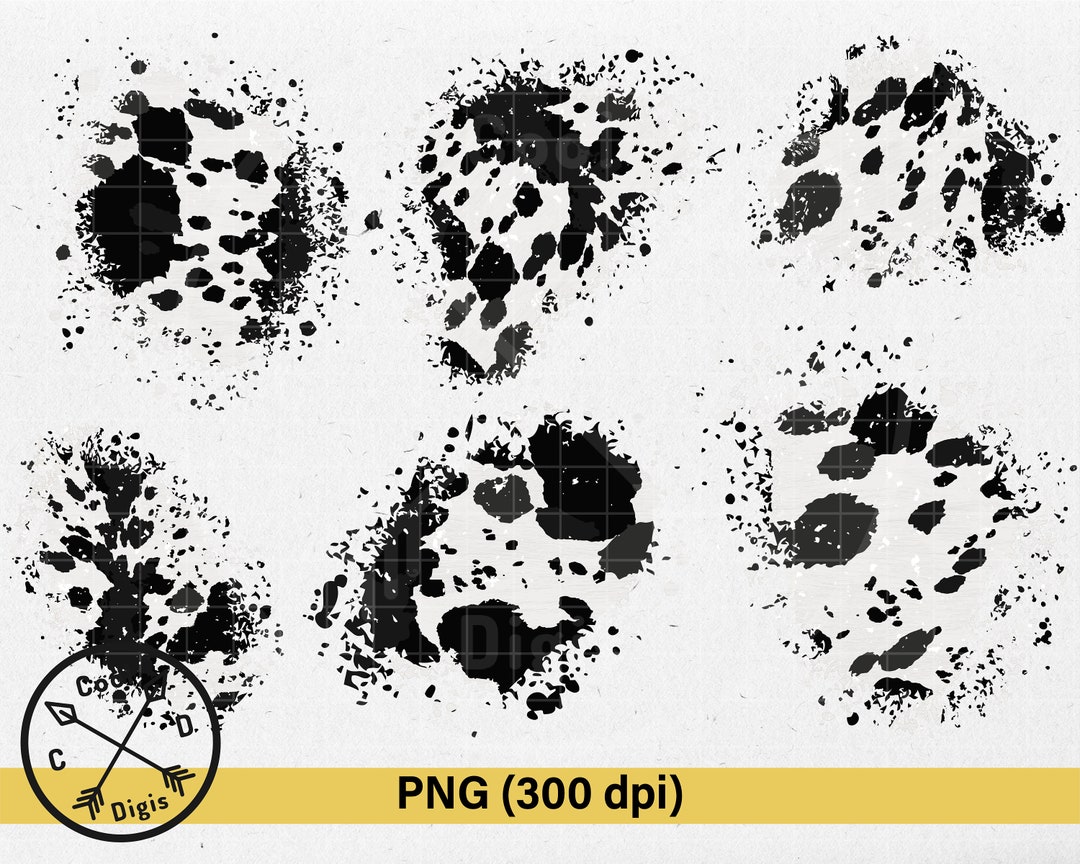 Cow Patches PNG - Bleached Shirt Sublimation Patches, Distressed Black ...