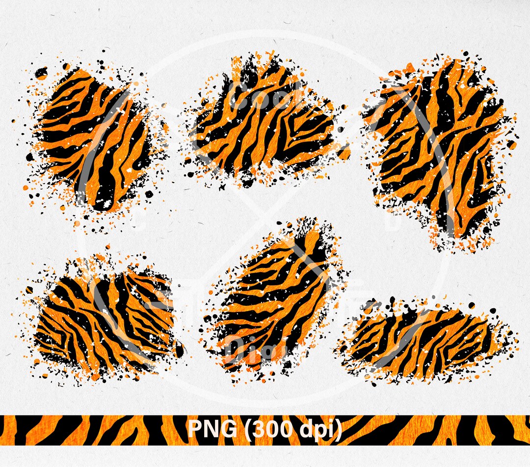 Tiger Stripes Print, Sublimation Patches, Neon Orange Tiger Patches PNG ...