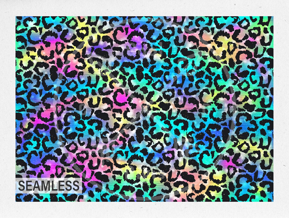 Seamless multicolor leopard print Tie dye leopard png | Etsy