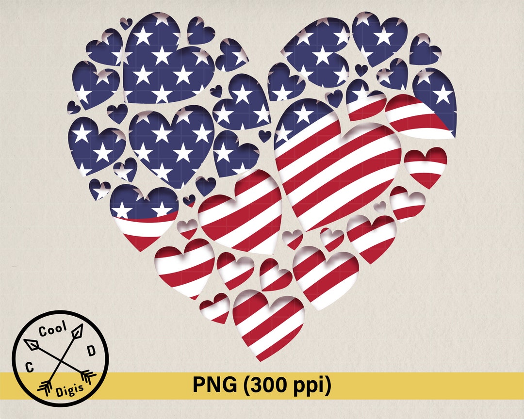 USA Flag Heart PNG - Patriotic Flag PNG - American Flag Clipart ...