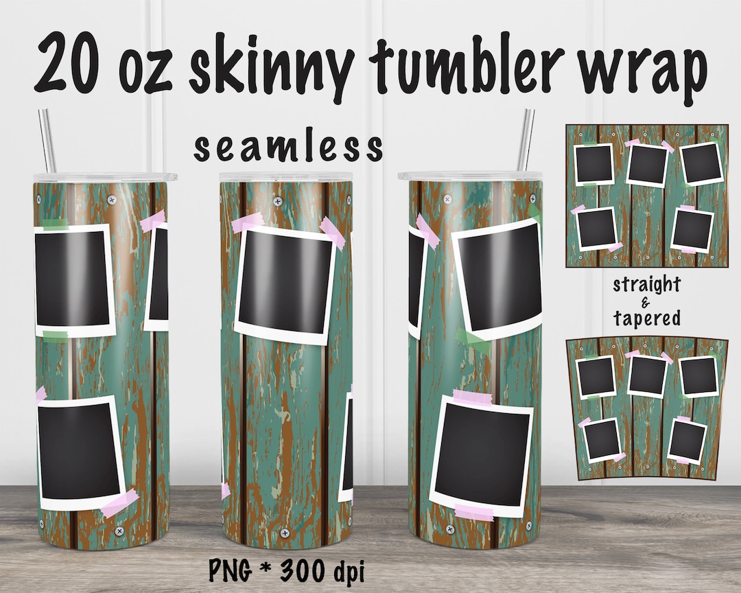 20 Oz Skinny Tumbler Wrap PNG - Photo Frame Wood Tumbler Sublimation - Etsy