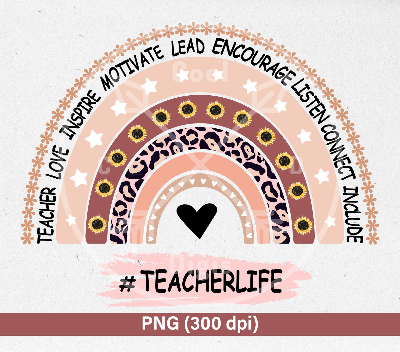 Teacher Life Rainbow PNG Digital Download Teacher Love - Etsy