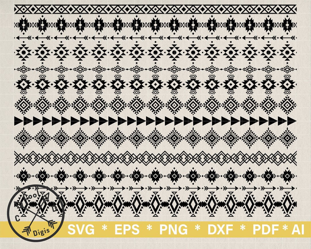Aztec Border SVG Clipart for Cricut, Tribal Pattern SVG, Native Cut ...