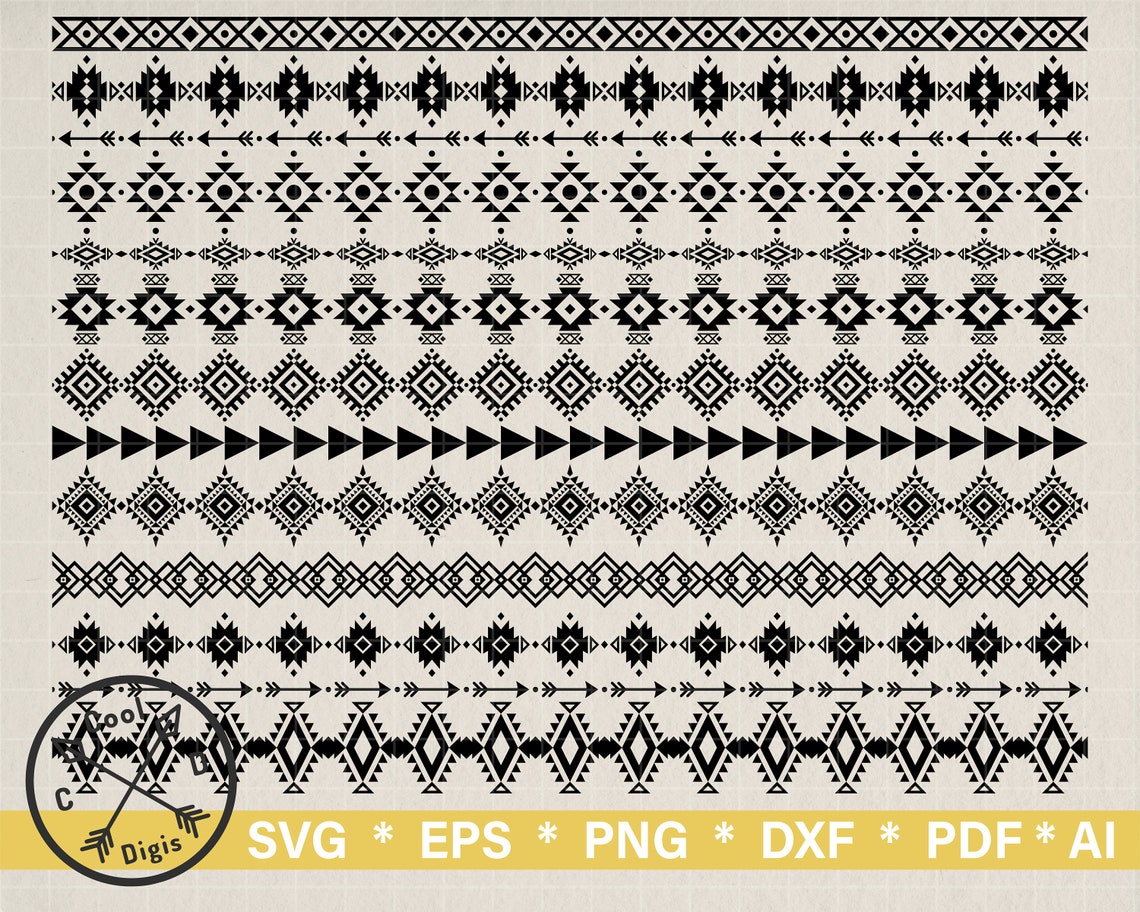 Aztec Border SVG Clipart for Cricut Tribal Pattern SVG - Etsy