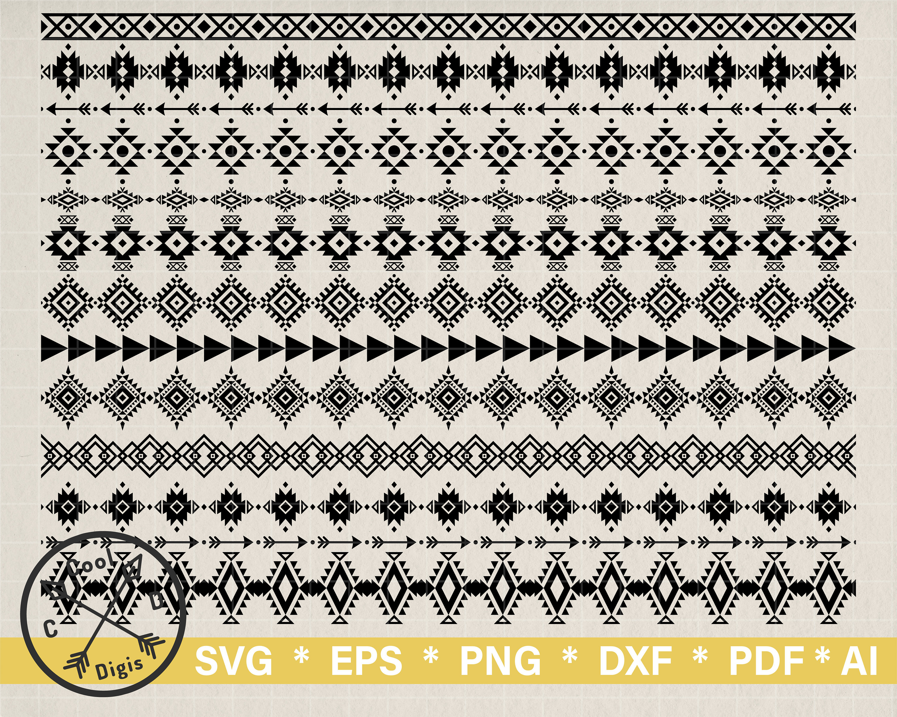 Aztec Border SVG Clipart for Cricut Tribal Pattern SVG - Etsy Australia