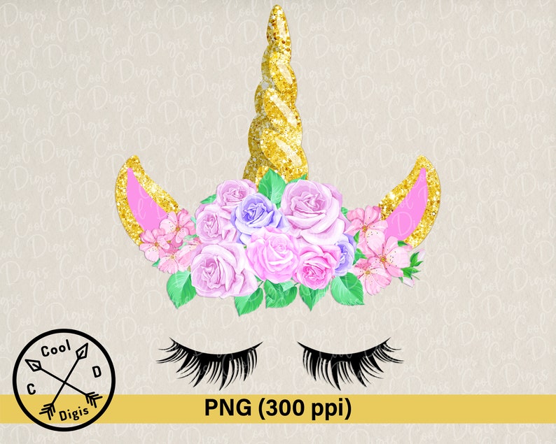 Unicorn PNG Clipart Unicorn Gold Glitter Horn Sublimation - Etsy