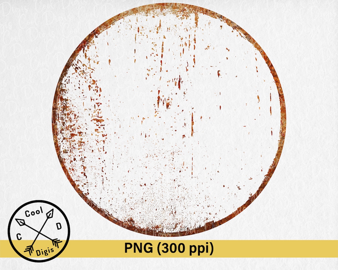 Rust Texture Frame PNG Overlay Effect, Round Frame Grunge Light Brown ...
