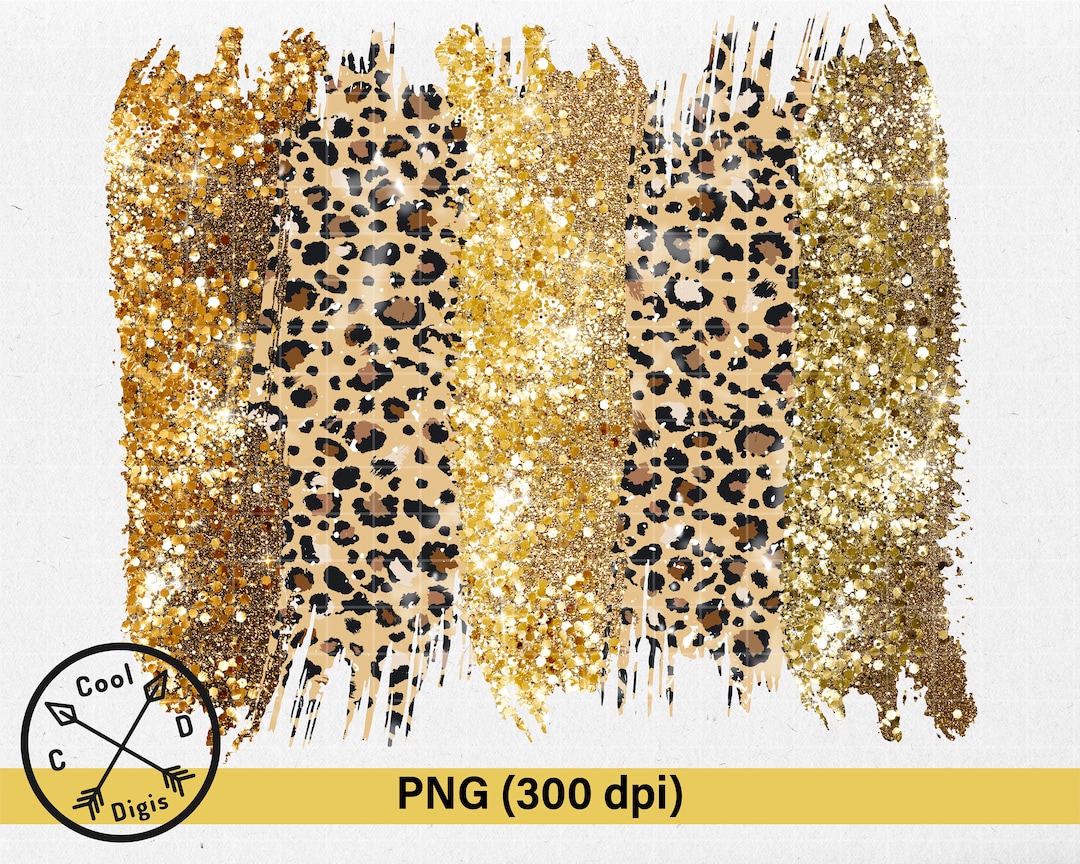 Brush Strokes Gold Leopard Digital Design PNG - Gold Leopard ...