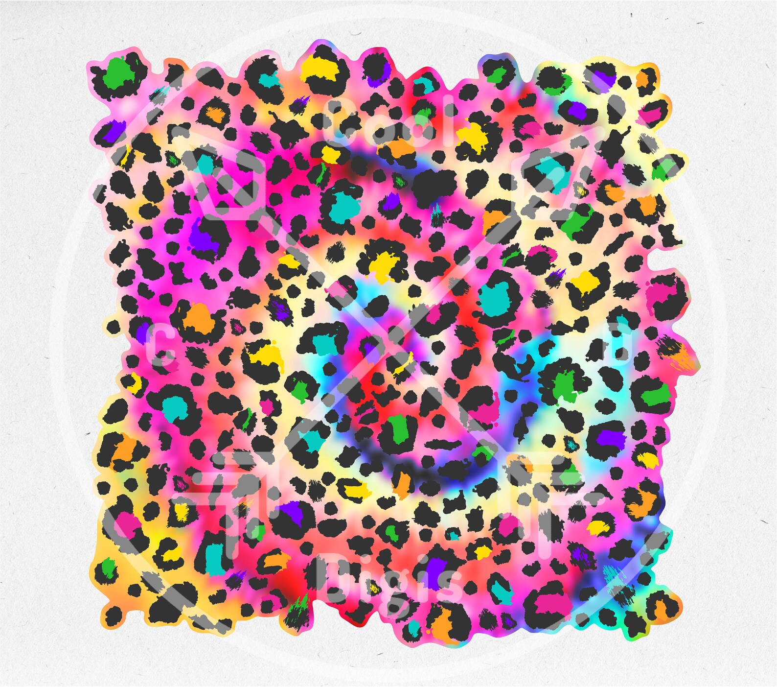 Multi Color Leopard Neon Tie Dye Leopard Png Distressed - Etsy
