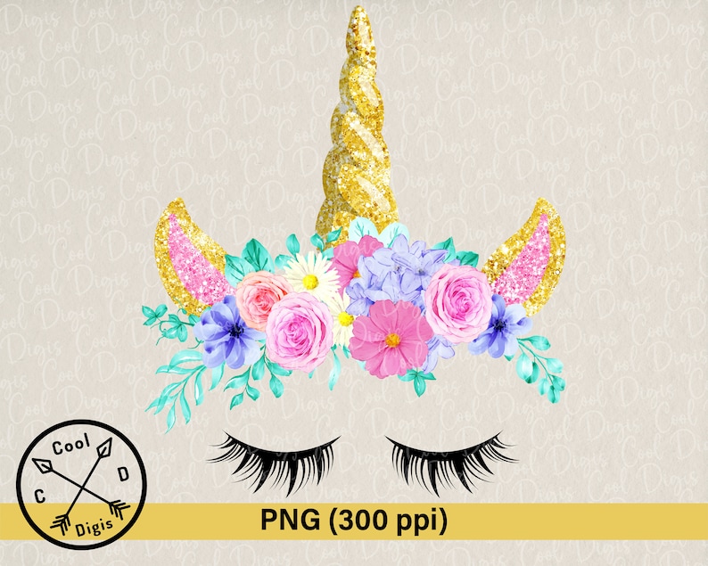 Unicorn PNG Clipart Unicorn Gold Glitter Horn Sublimation - Etsy