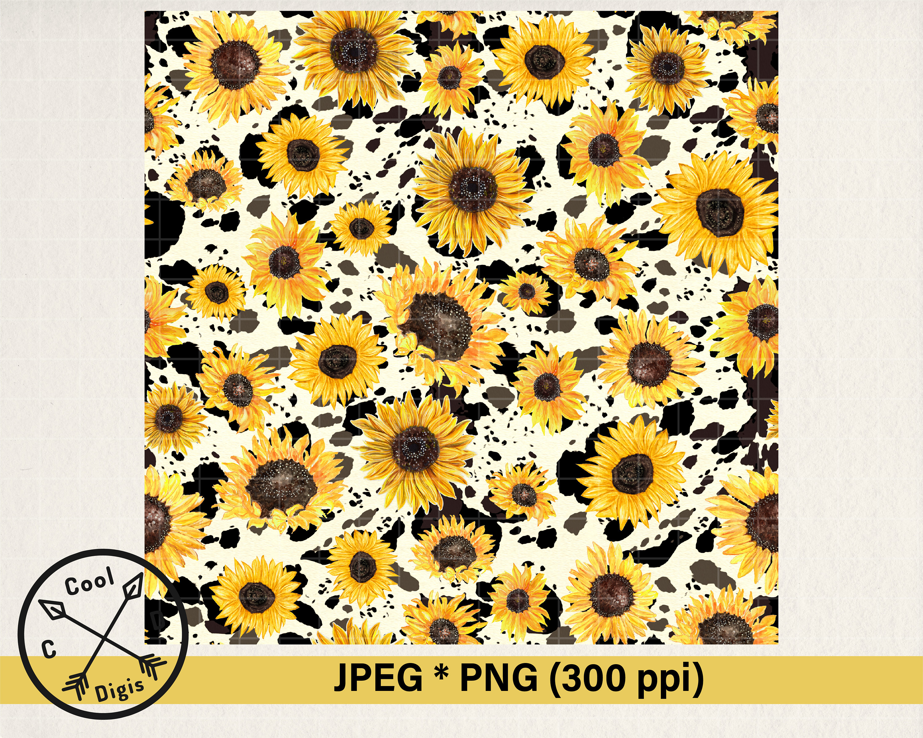 Cowhide Sunflower Seamless Print Digital Sublimate Download - Etsy