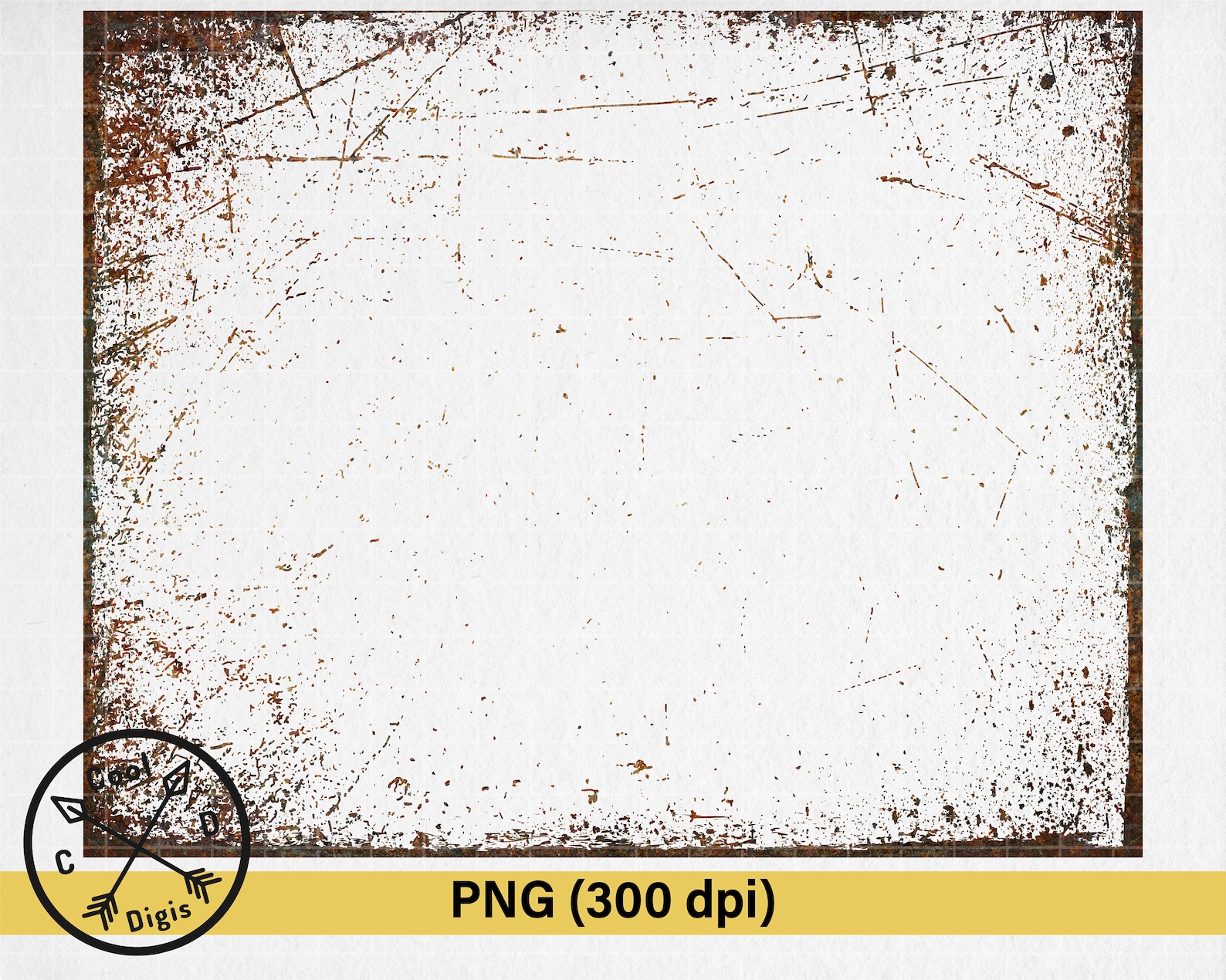 Rust Texture Frame PNG Overlay Effect, Grunge Light Brown Rusty Texture ...