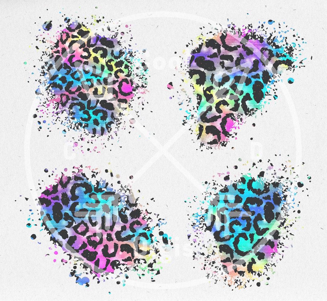 Colorful Leopard Print PNG Distressed Sublimation Patches, Leopard ...