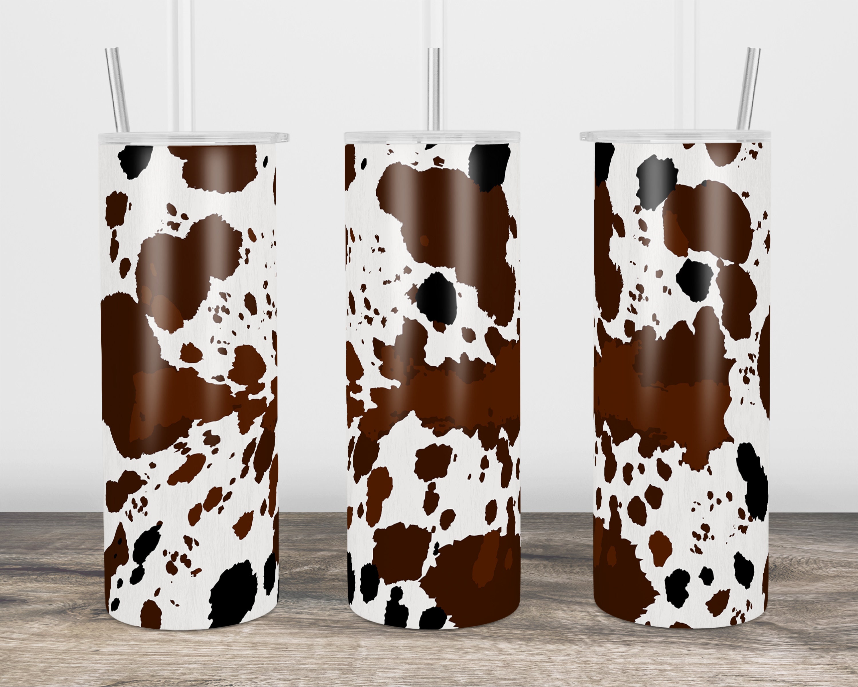 Cow Print 20 Oz Tumbler Sublimation Brown White Cowhide - Etsy