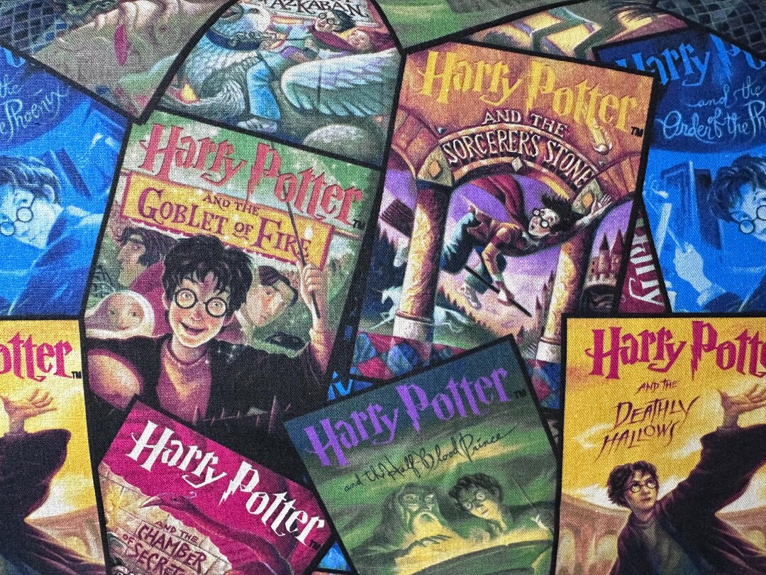 Harry Potter Book Cover Stack Cotton Fabric - Etsy