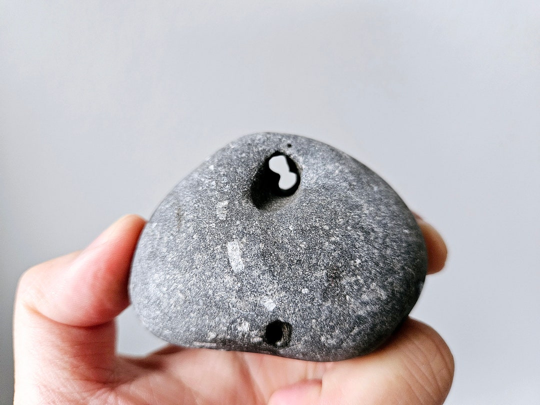 A Heavy Black Celtic Hag Stone With Unique Fossil From Ireland - Irish ...