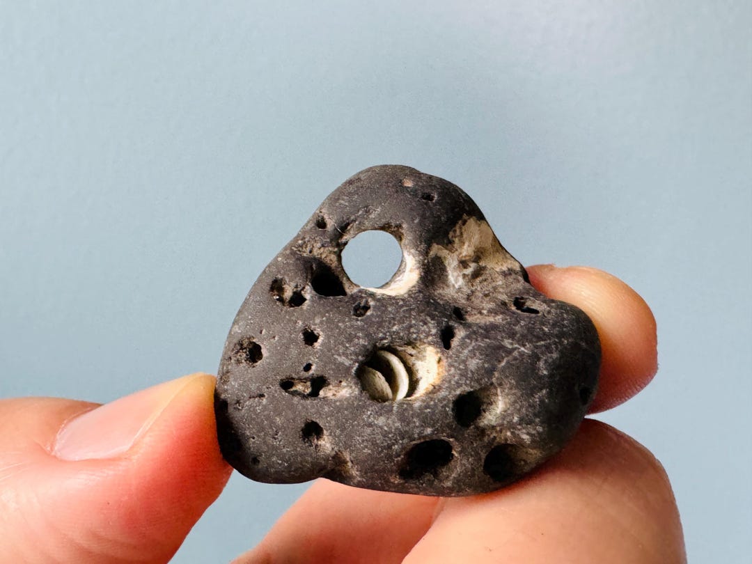 A Unique 3 Holes Celtic Hag Stone Pendant - Collectible Irish Hag Stone ...
