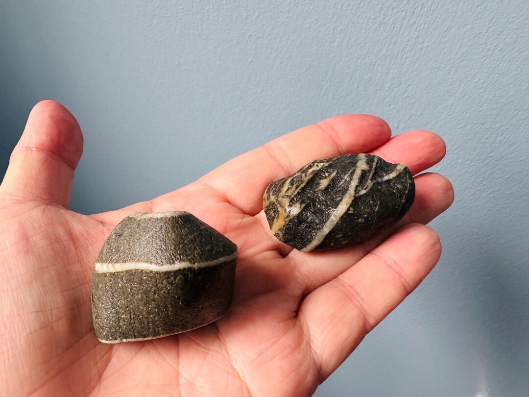 Set of Two Very Rare Green Irish Basalt Lighting Wishing Stones Rom ...