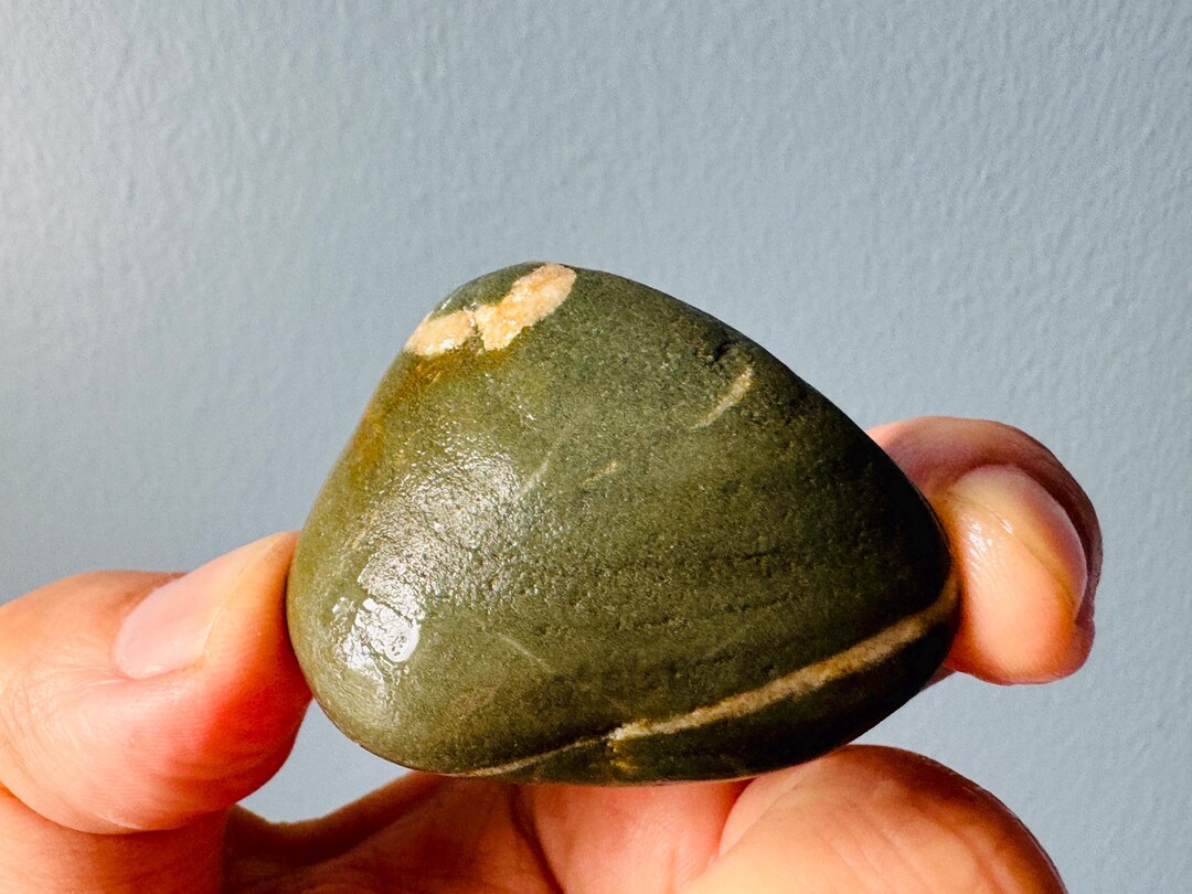 Set of Two Very Rare Green Irish Basalt Lighting Wishing Stones Rom ...