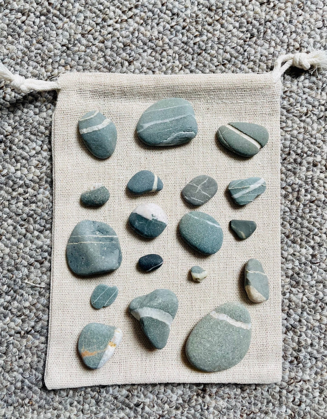 Set of 18 Pieces Green Irish Wishing Stones From Ireland - Irish Sea ...