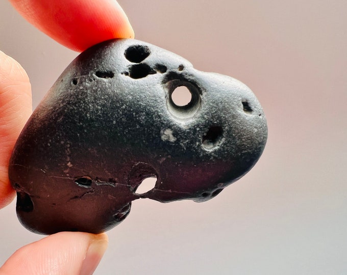 Very Rare Black Celtig HAG STONE With 2 Big Holes From Ireland. Holey ...