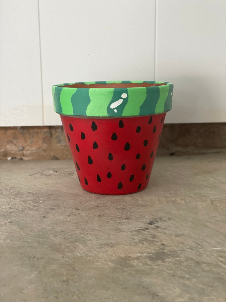 Cute Watermelon Terra Cotta Flower Pot - Etsy